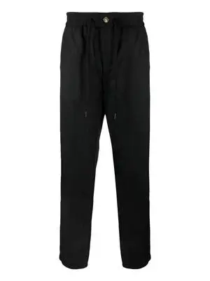 Versace Logo-patch Drawstring Straight-leg Trousers - Black