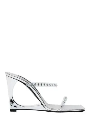 Les Petits Joueurs Lucas 110mm Crystal-embellished Wedge Sandals - Silver