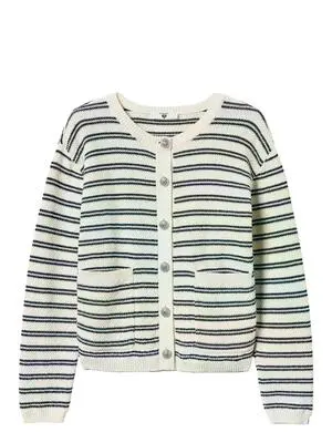 TWINSET Striped Cardigan - Black