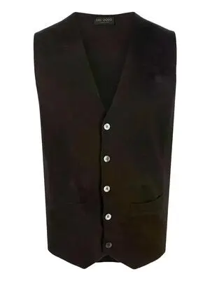 DELL'OGLIO Fine-knit Merino Wool Vest - Brown