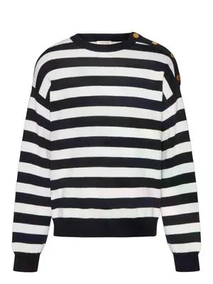 Valentino Garavani Striped Crew-neck Jumper - Black