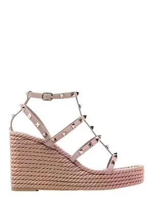 Valentino Garavani Valentino Garavani 95mm Rockstud Wedge Sandals Pink