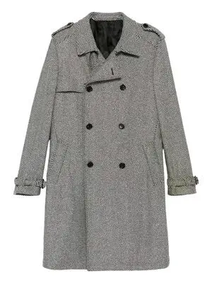 ERALDO Herringbone Virgin Wool Blend Coat - Black