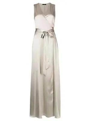 Voz Frontward Wrap Maxi Dress - Grey