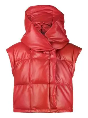 Goen.j Vegan Leather Quilted-down Gilet - Red