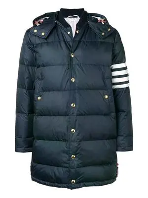 Thom Browne 4-bar Matte Nylon Coat - Blue