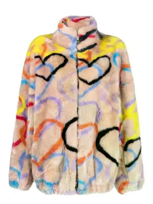 PHILIPP PLEIN Heart-Print High-Neck Coat