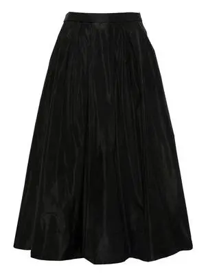 Maje Contrast Waistband Midi Skirt - Black
