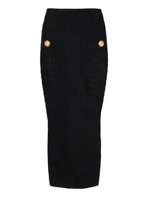 Balmain Ribbed-knit Pencil Skirt - Black