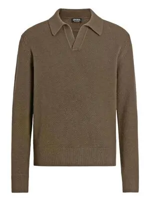 Zegna Oasi Cashmere Polo Shirt - Brown