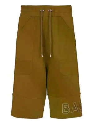 Balmain Logo-print Organic-cotton Shorts - Brown