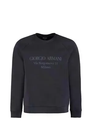 Giorgio Armani Logo-print Cotton-blend Sweatshirt - Blue