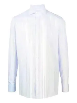 LUIGI BORRELLI Striped Long-sleeve Cotton Shirt - Blue