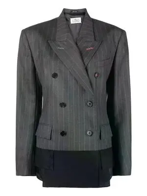 MAISON MARGIELA Spliced Pinstriped Wool Blazer - Grey
