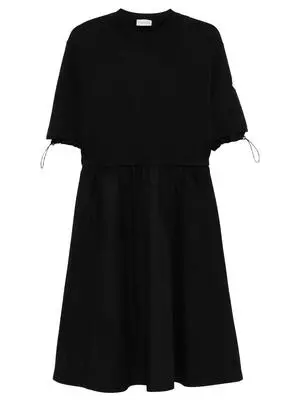 Moncler Contrasting Panel Midi Dress - Black