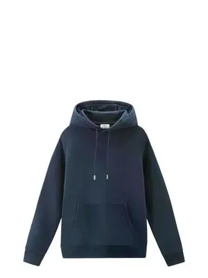 Woolrich Logo-embroidered Cotton Hoodie - Blue