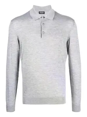 Zegna Cashmere-silk Polo Top Grey