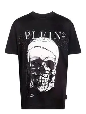 Philipp Plein Skull Print Cotton T-shirt - Black
