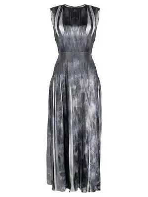 Costarellos Box-pleated Sleeveless Maxi Dress - Silver