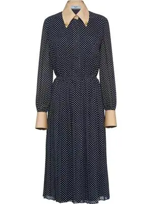 Prada Polka-dot Georgette Dress - Blue