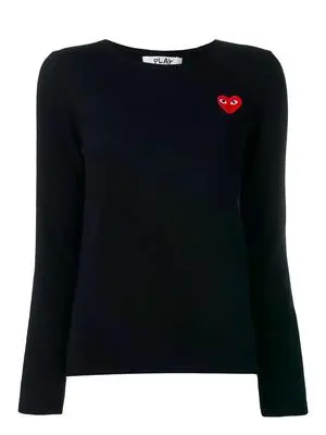 Play Comme Des Garcon Heart-appliqué Sweater - Blue