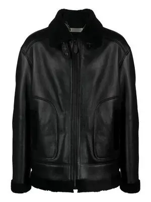 Philipp Plein Skull-print Shearling Leather Jacket - Black