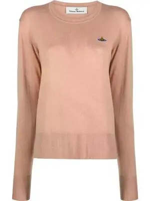 VIVIENNE WESTWOOD Orb-embroidered Crew-neck Jumper - Neutrals