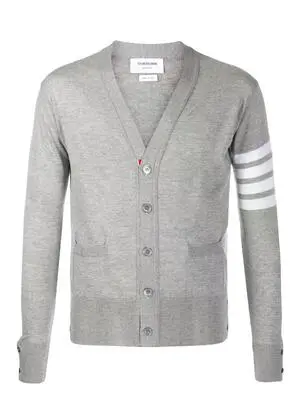 Thom Browne 4-bar V-neck Merino Wool Cardigan - Grey