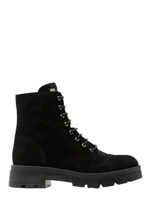 GIUSEPPE ZANOTTI Rombos Suede Combat Boots - Black