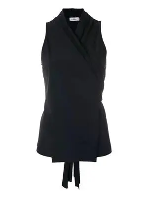 AMIR SLAMA Sleeveless Wrap Blouse - Black