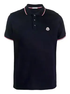 Moncler Striped Trim Polo Shirt - Blue