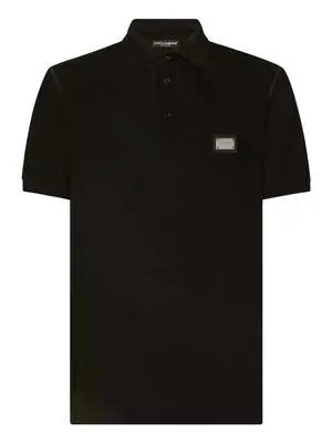 Dolce & Gabbana Logo-tag Piqué Polo Shirt - Black