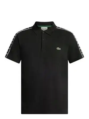 Lacoste Logo-embroidered Side-stripe Polo Shirt Black