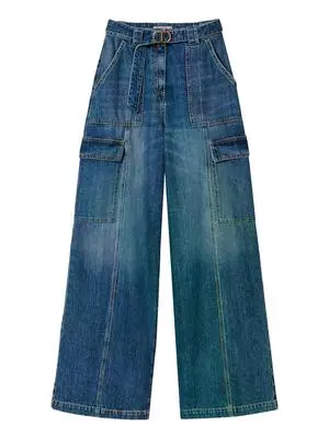 TWINSET High-rise Belted Wide Leg Jeans - Blue