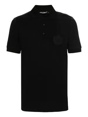 Dolce & Gabbana Logo-embroidered Cotton Polo Shirt - Black