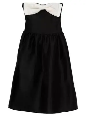 SELF-PORTRAIT Taffeta Contrast-bow Midi Dress - Black