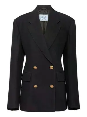 Prada Double-breasted Tricotine Jacket - Black
