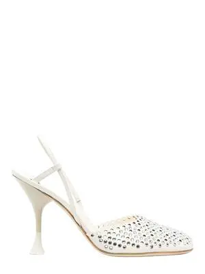 3JUIN 110mm Rhinestone Leather Pumps - Neutrals