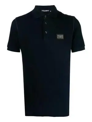Dolce & Gabbana Dg Essentials Cotton Piqué Polo Shirt - Blue