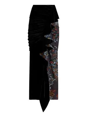 Etro Asymmetric Paisley-print Midi Skirt - Black