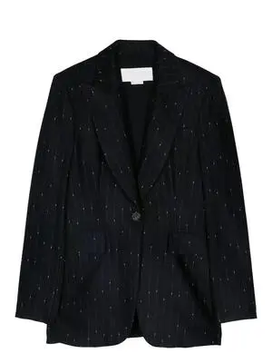 GENNY Pinstriped Virgin Wool-blend Blazer - Blue