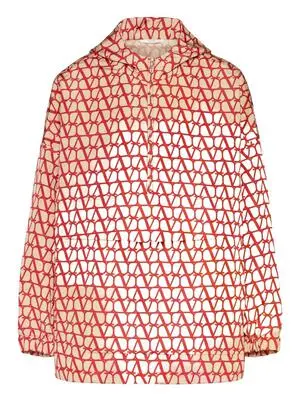 Valentino Garavani Toile Iconographe Zip Up Hoodie Jacket - Neutrals