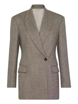 BRUNELLO CUCINELLI Double-Breasted Herringbone Blazer