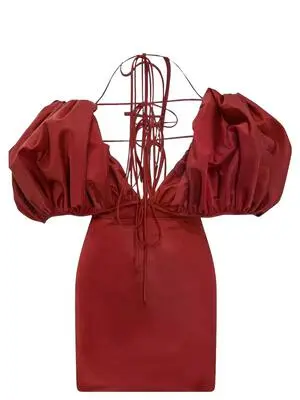 LAQUAN SMITH Puff-sleeve Midi Dress - Red