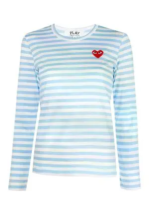 Play Comme Des Garcon Striped Long Sleeve Top - Blue
