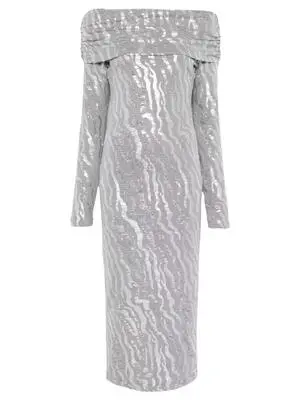ROTATE BY BIRGER CHRISTENSEN Sequinned Midi Dress - Grey