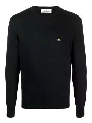VIVIENNE WESTWOOD Orb-embroidered Fine-knit Jumper - Black