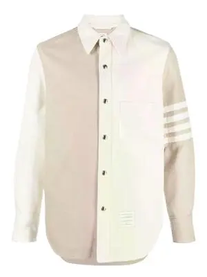Thom Browne 4-bar Patchwork Denim Shirt - Neutrals
