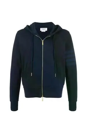 Thom Browne 4-bar Zip-up Loopback-cotton Hoodie - Blue