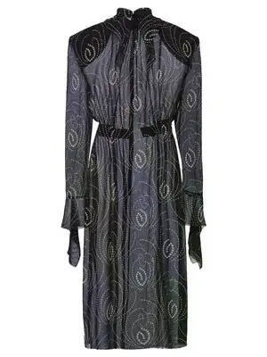 Prada Printed Georgette Dress - Black